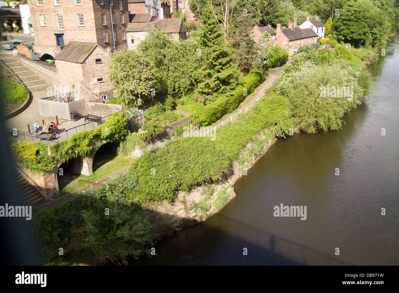 The Iron Bridge crosses the River Severn in Shropshire, England. views ...
