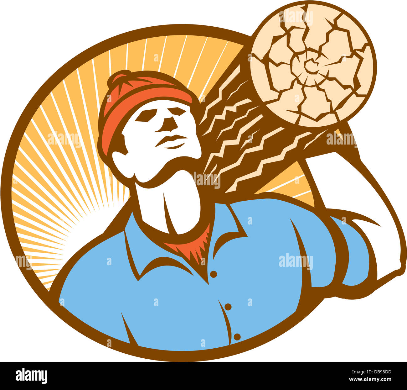 Illustration of a logger forester lumberjack carrying a log of wood ...