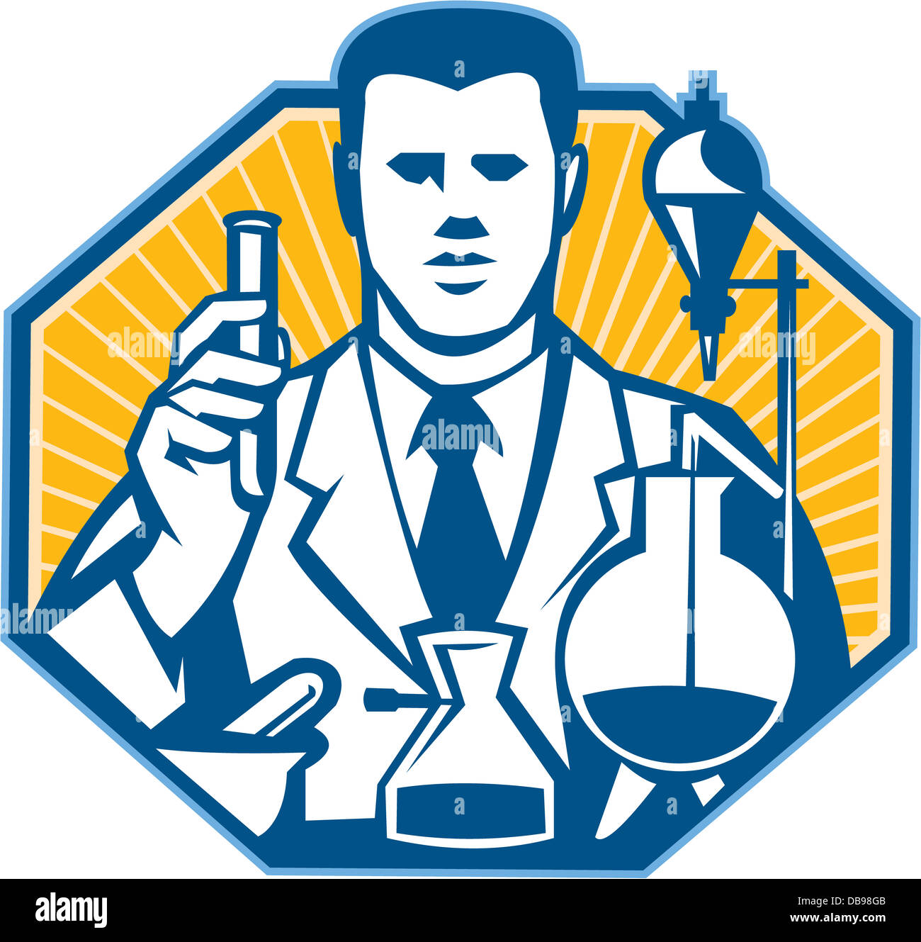 Illustration of scientist laboratory researcher chemist holding test ...