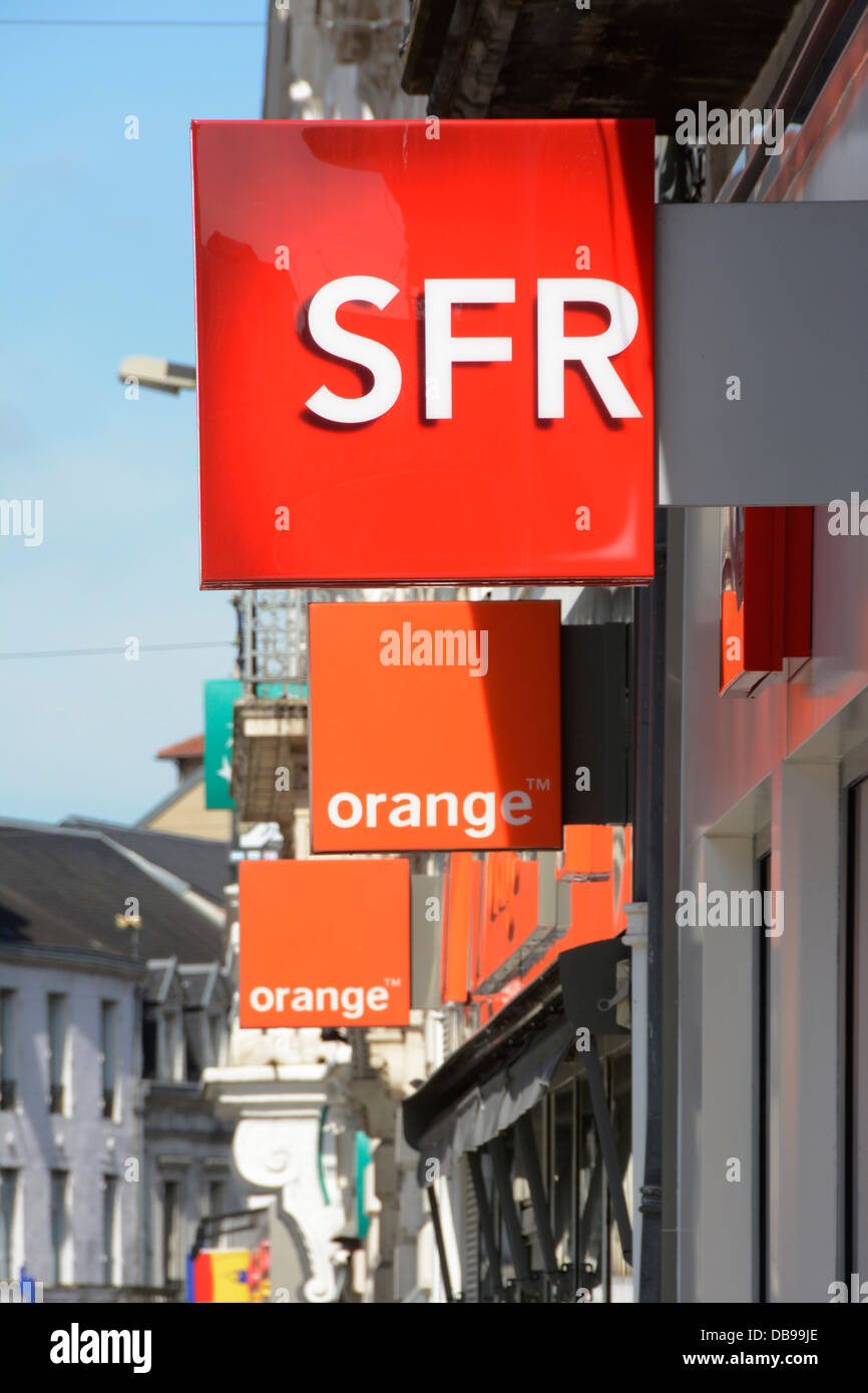 Logo of the telecommunications companies Orange and SFR in France Stock ...