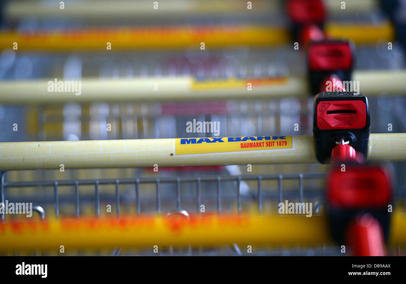 The lettering Max Bahr is features on a shopping cart at a hardware ...