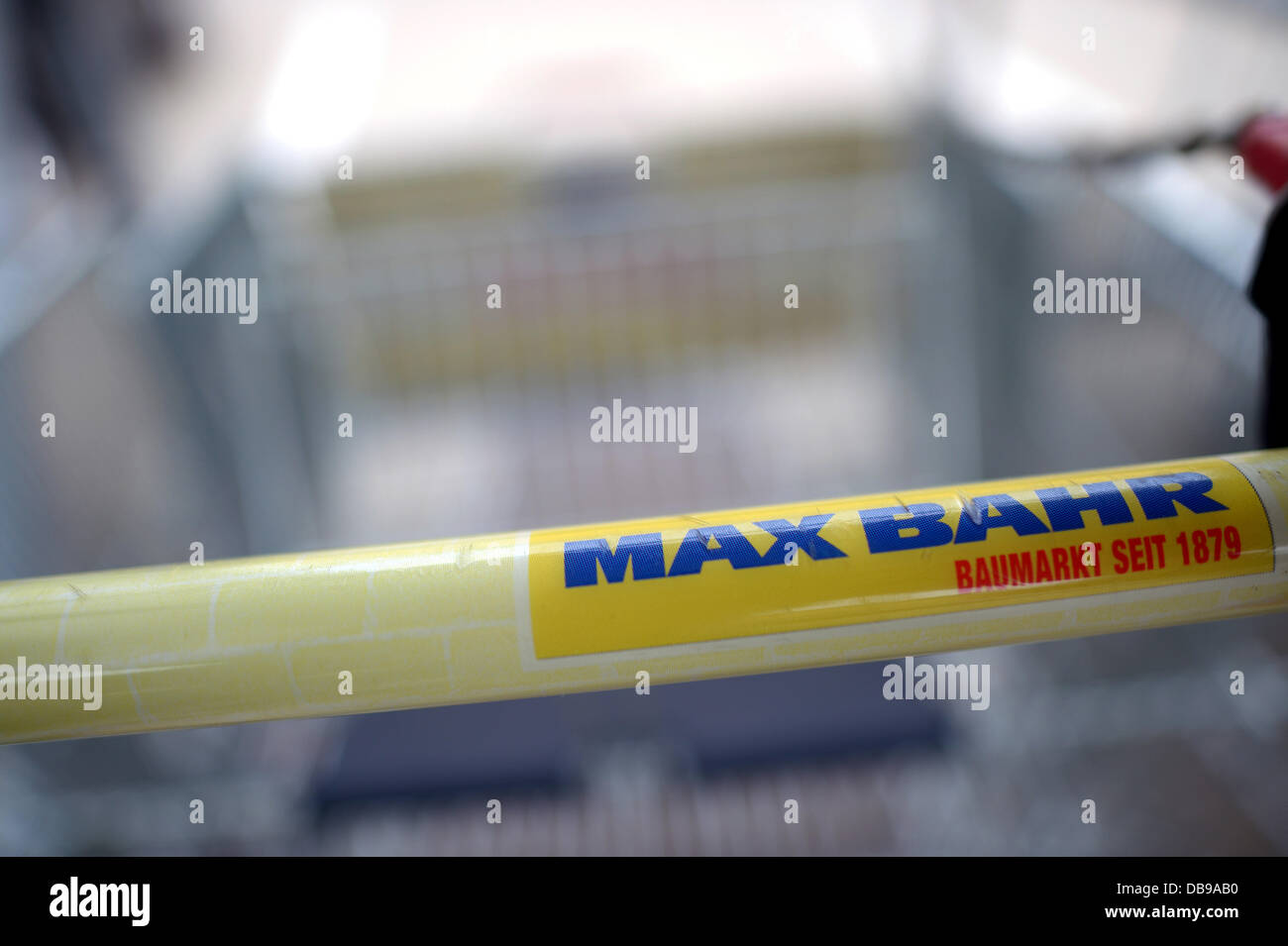 The lettering Max Bahr is featured on a shopping cart at a hardware ...