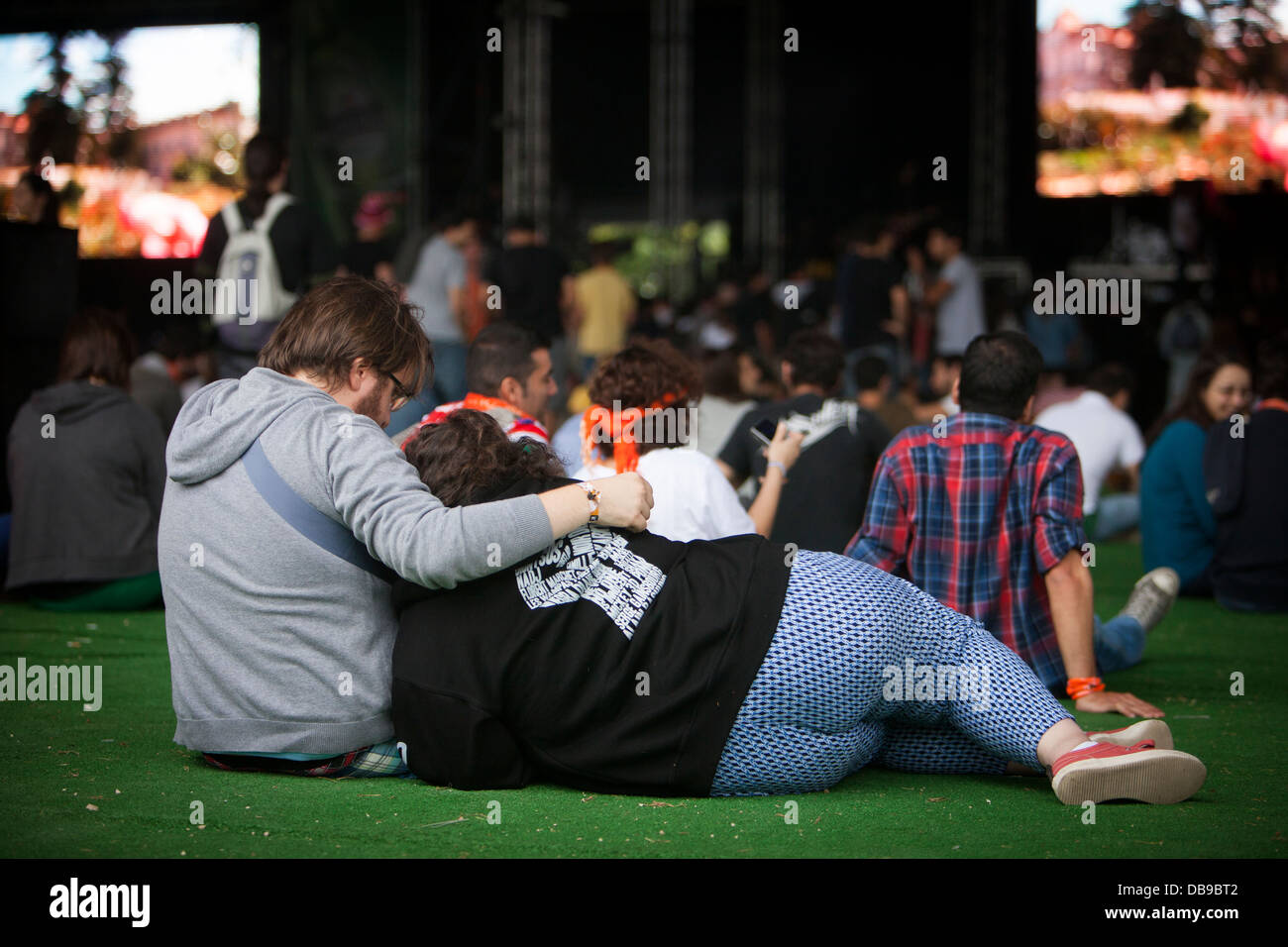 Obese couple at music festival Stock Photo - Alamy