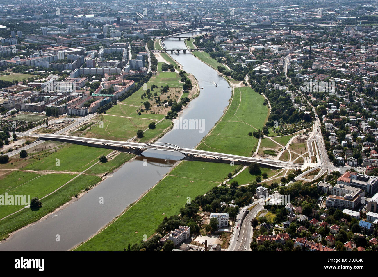 An aerial view of the Waldschloesschenbruecke (Little Forest Castle ...