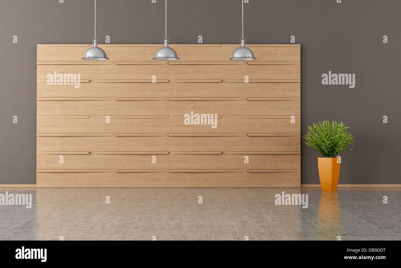 Contemporary living-room with panel and concrete floor - rendering ...