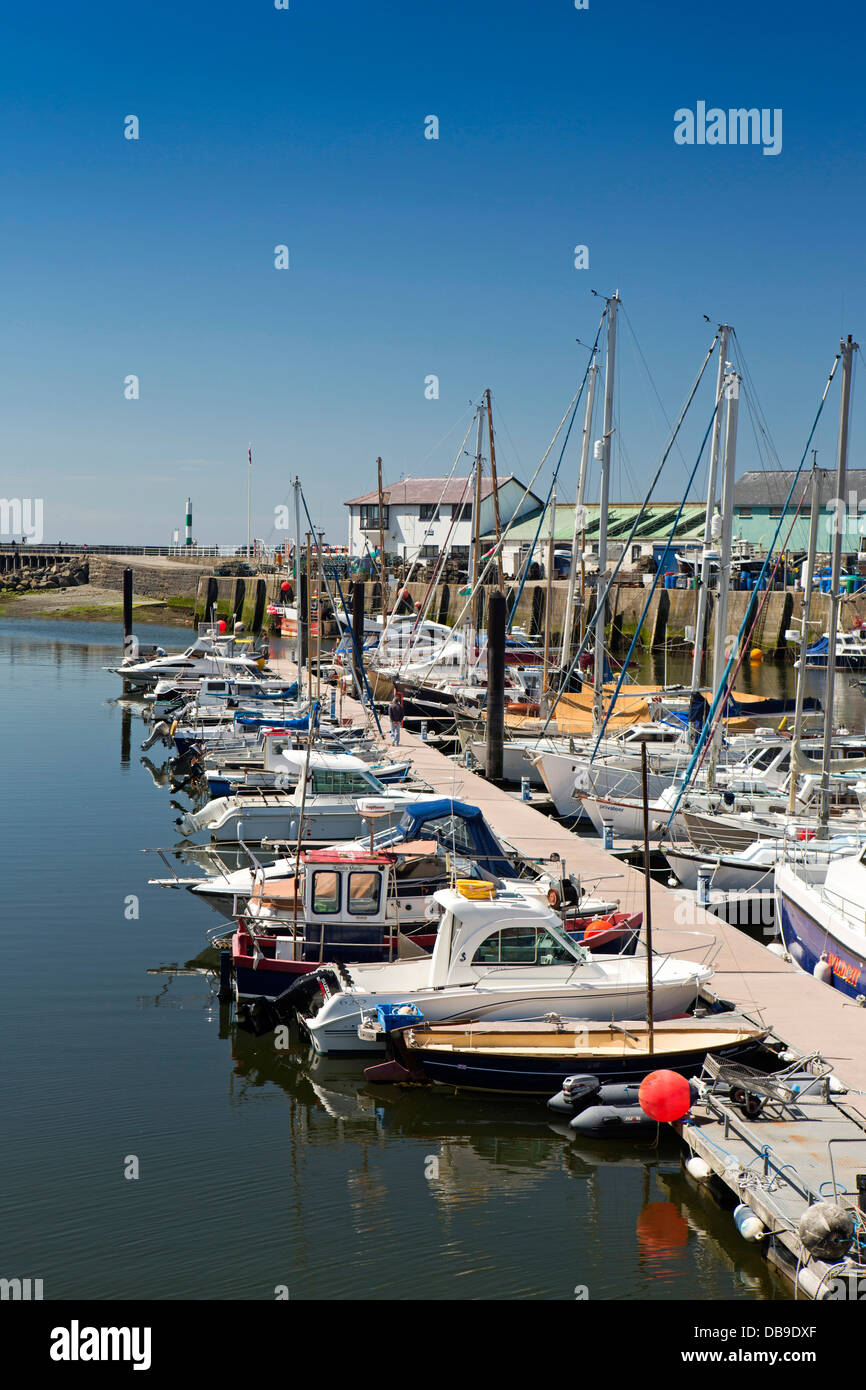 UK, Wales, Ceredigion, Aberystwyth Harbour, boats moored in the marina ...