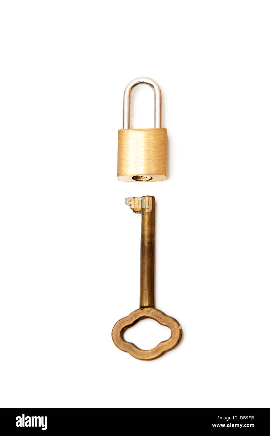padlock with keys on a white background Stock Photo - Alamy