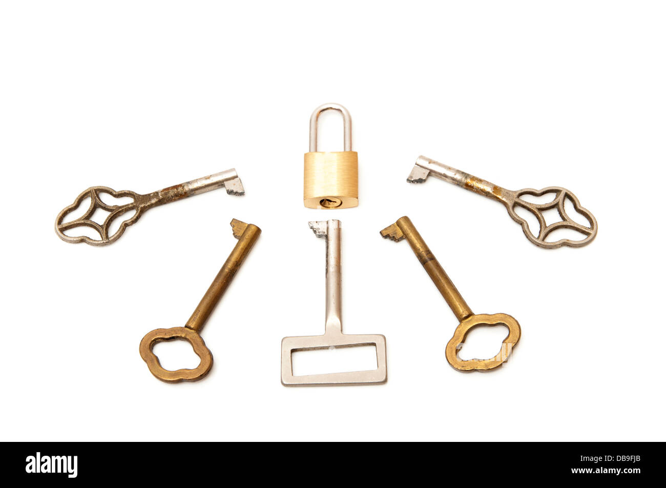 padlock with keys on a white background Stock Photo - Alamy