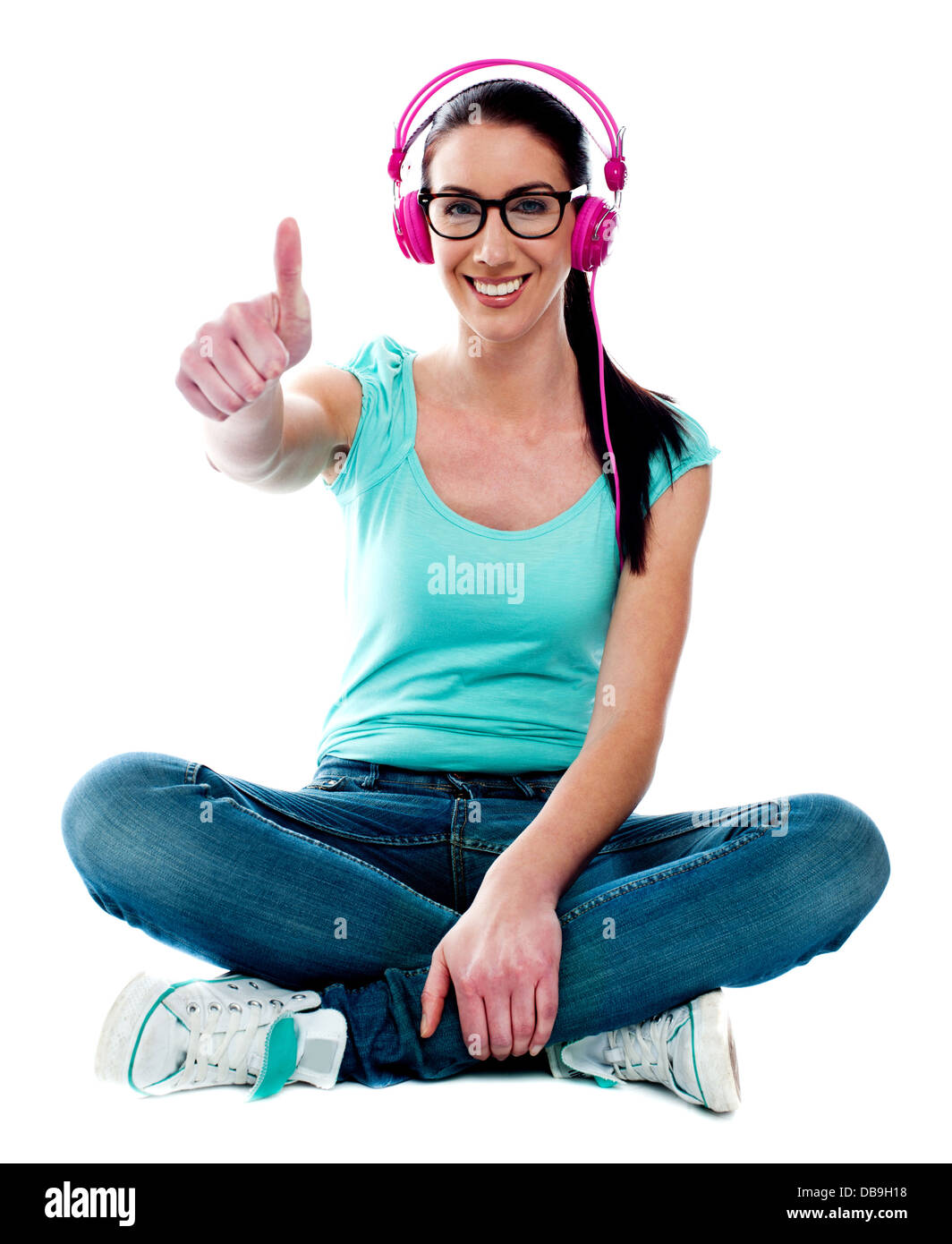 Woman portrait listening music Cut Out Stock Images & Pictures - Alamy