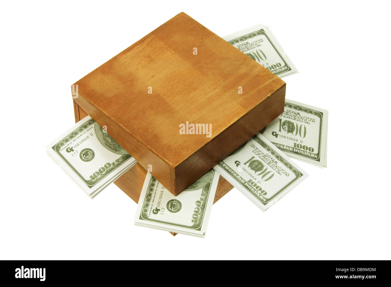 Wooden Box with Banknotes Stock Photo - Alamy