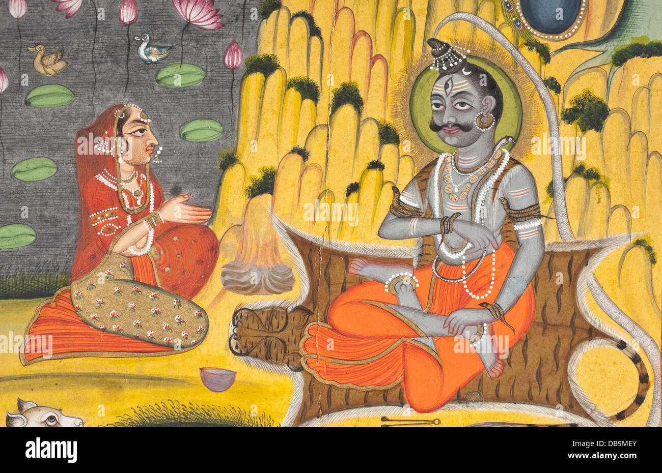 This artwork depicts Parvati, the goddess of fertility, worshiping ...