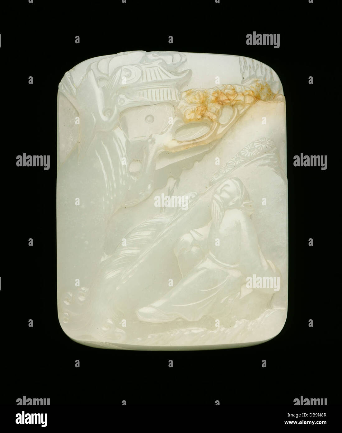 This pendant plaque features the scholars Lin Bu and Mi Fei, captured ...