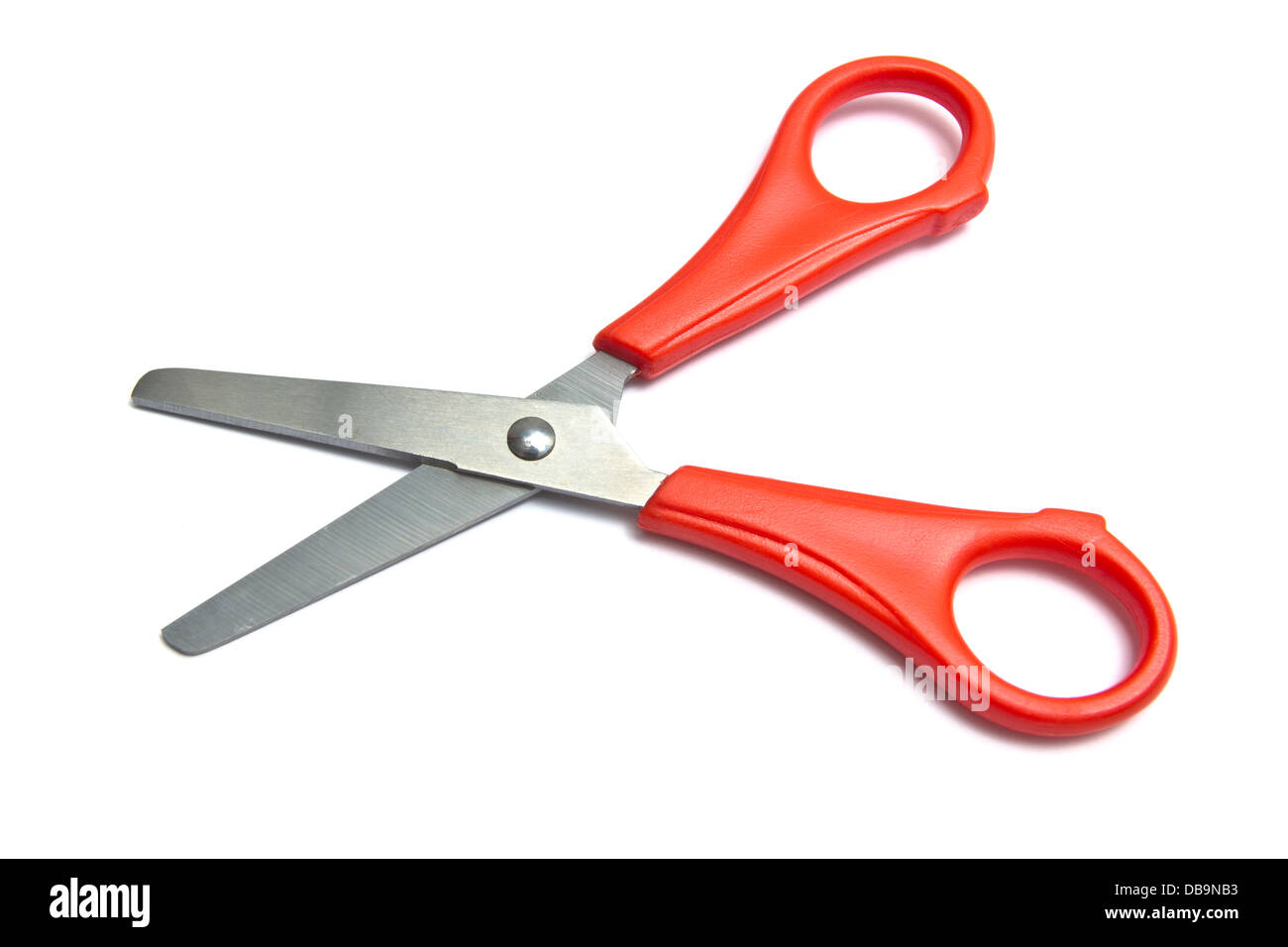 Red handled scissors isolated on white background Stock Photo - Alamy