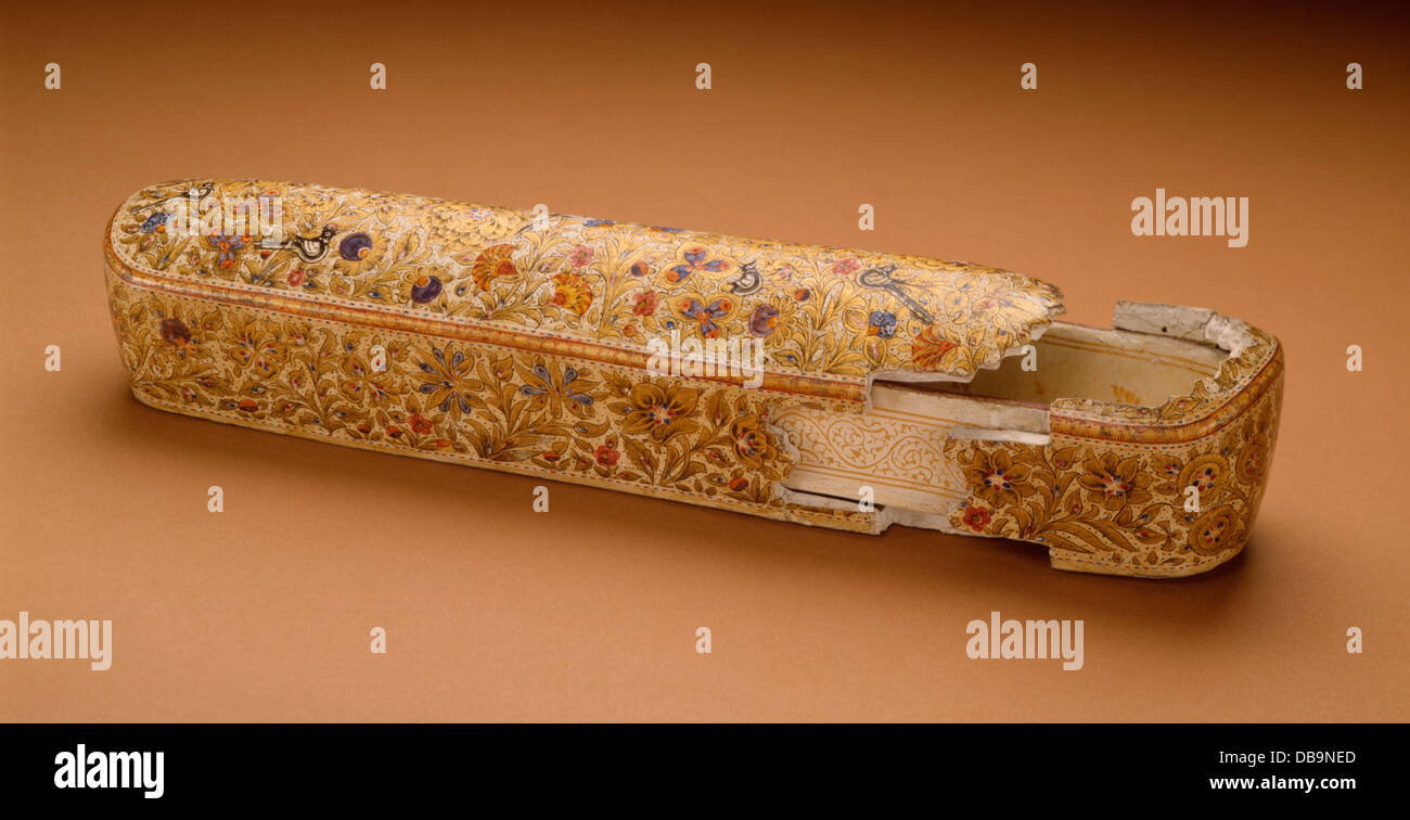 This pen box, known as 'qalamdan,' is a beautifully crafted object used ...