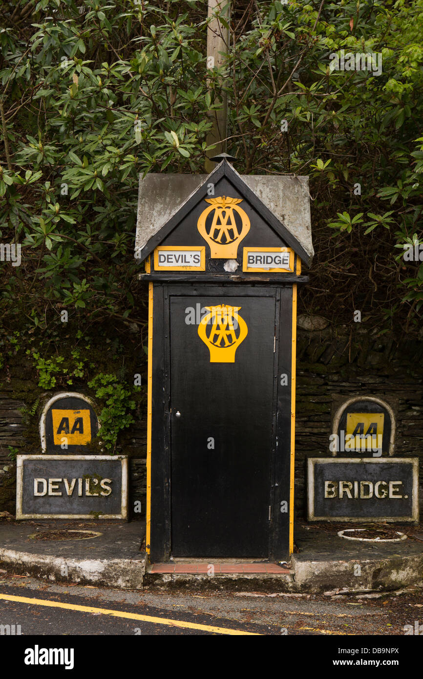 UK, Wales, Ceredigion, Devil’s Bridge, old AA roadside call box Stock ...