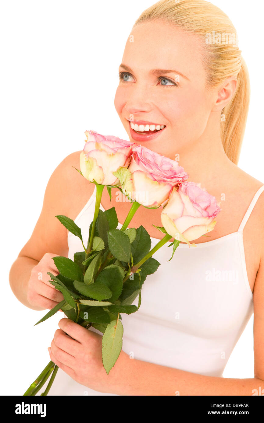 woman with roses Stock Photo - Alamy