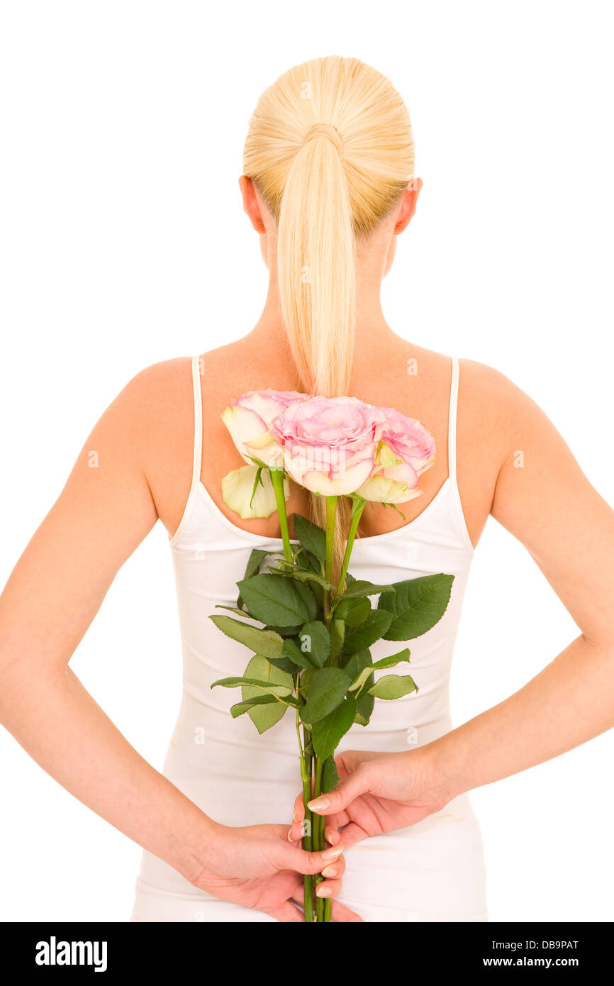 woman with roses Stock Photo - Alamy