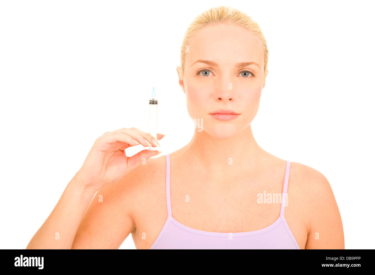 Woman with syringe of Botox Stock Photo - Alamy