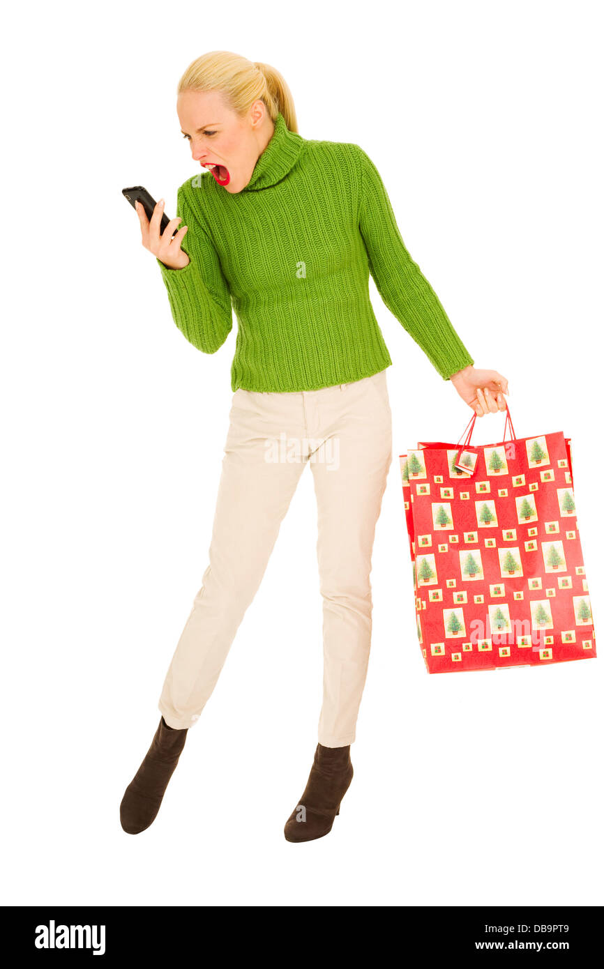 Blonde woman mobile phone Cut Out Stock Images & Pictures - Alamy