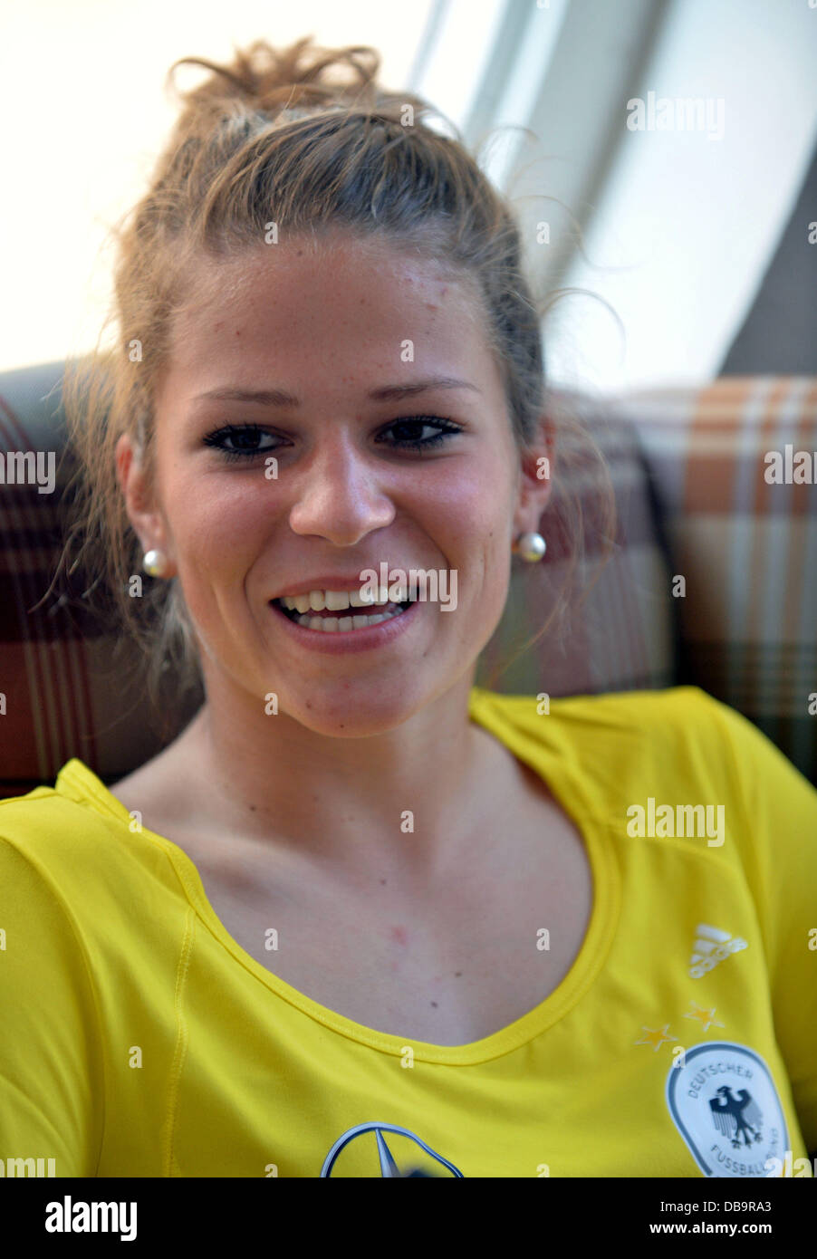 Stockholm, Sweden. 26th July, 2013. Germany's Melanie Leupolz smiles ...