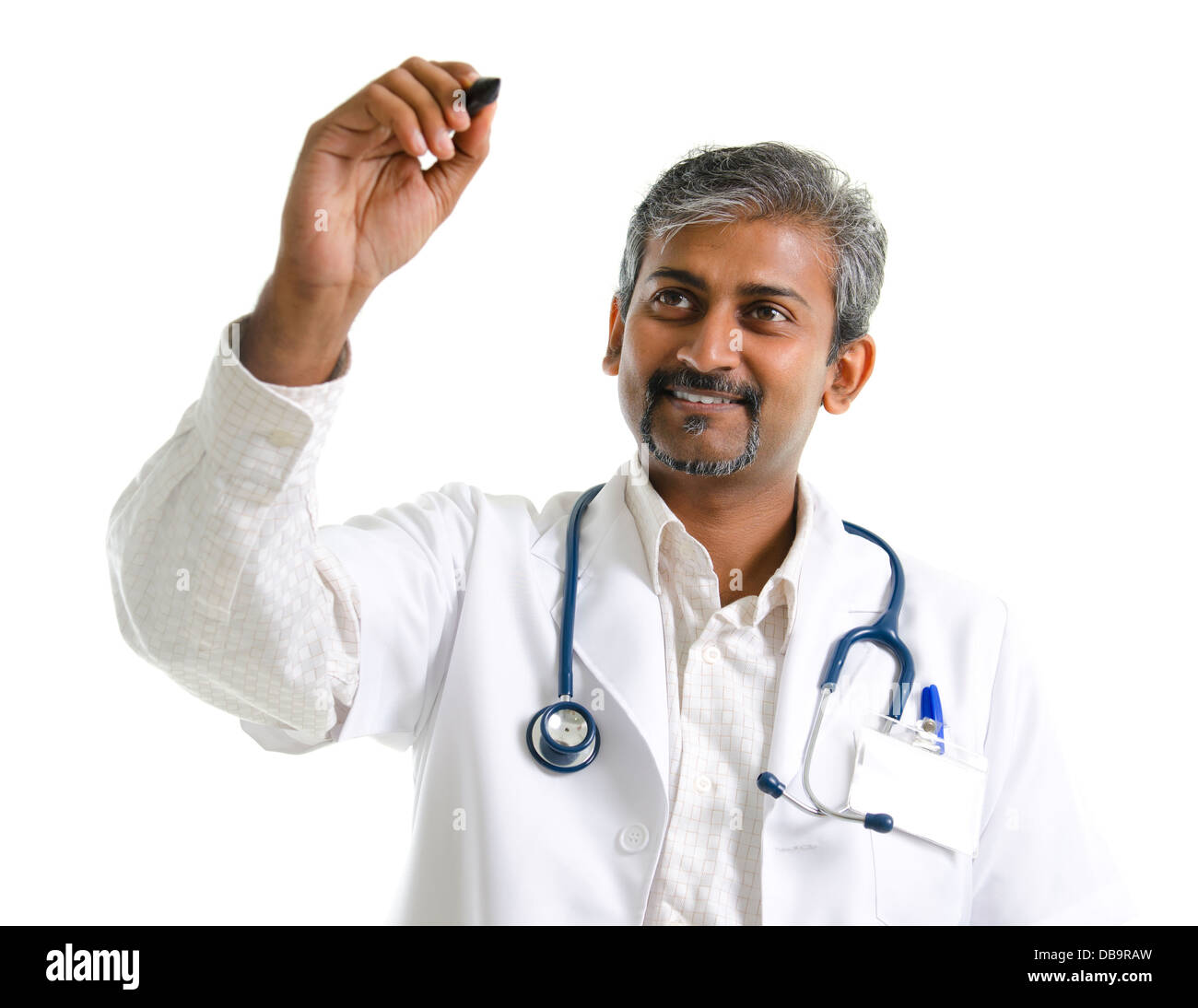 Indian mature doctor drawing / sketching Stock Photo - Alamy