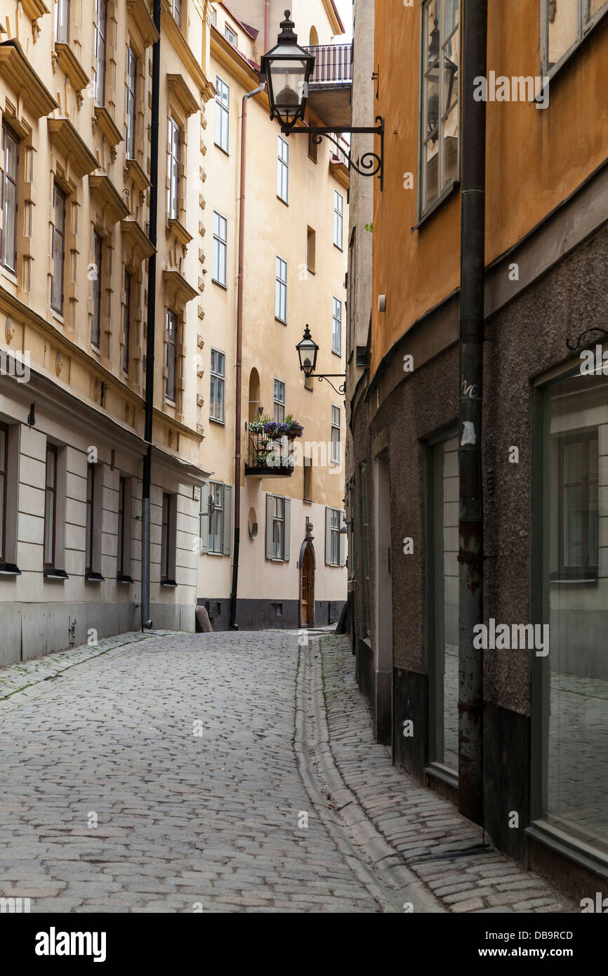 Empty street in old European town Stock Photo - Alamy