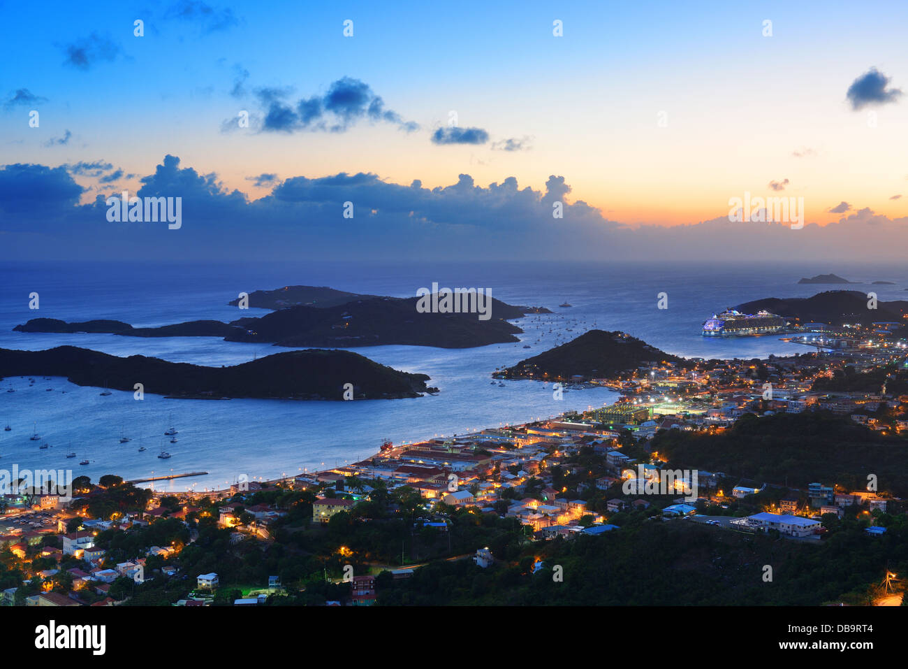 Virgin Islands St Thomas sunset mountain view with colorful cloud ...