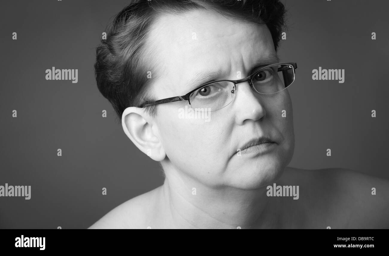 Eyeglasses face Black and White Stock Photos & Images - Alamy