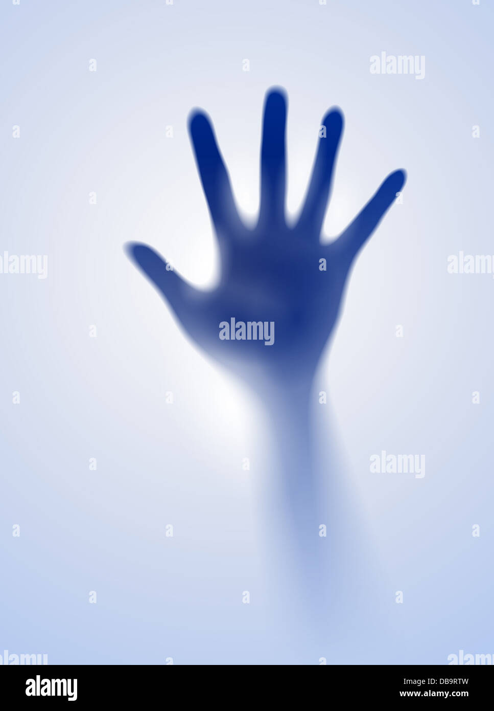 Open hand in the blue mist. Illustration of designer Stock Photo - Alamy