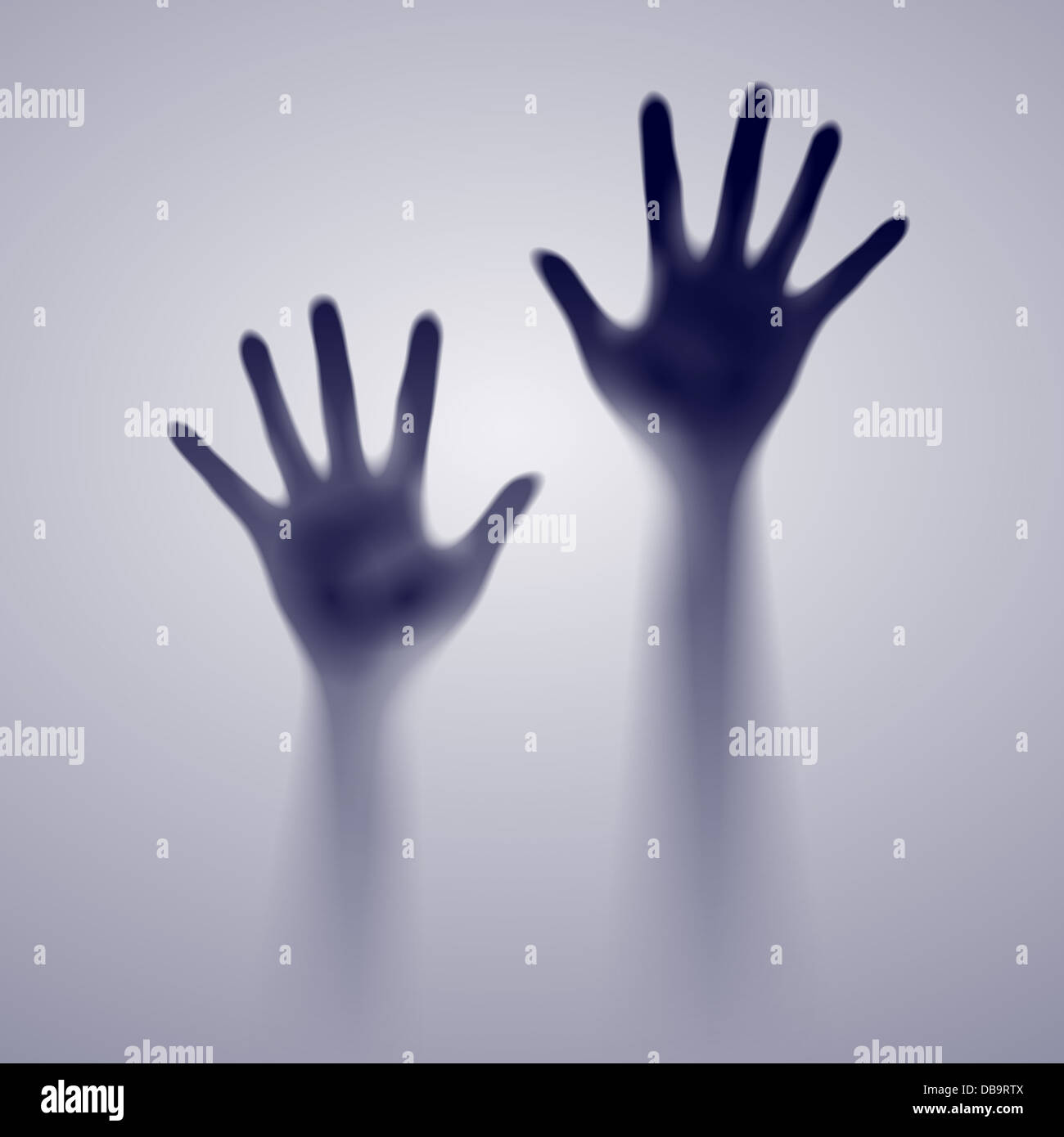 Two open hands in the gray mist. Illustration of designer Stock Photo ...