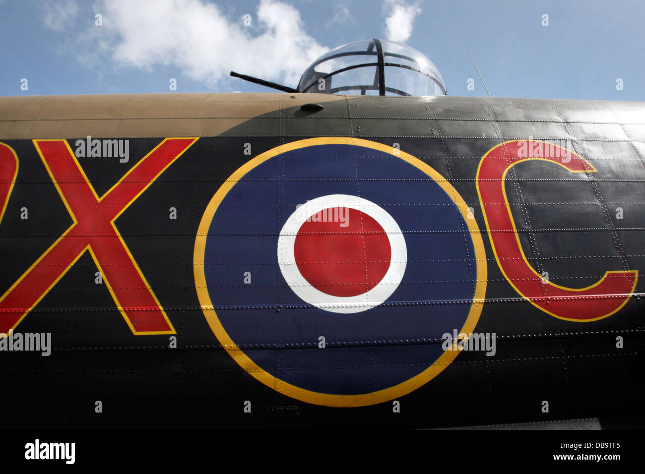 Detail of fuselage and mid-upper turret of Avro Lancaster Bomber B Mk ...