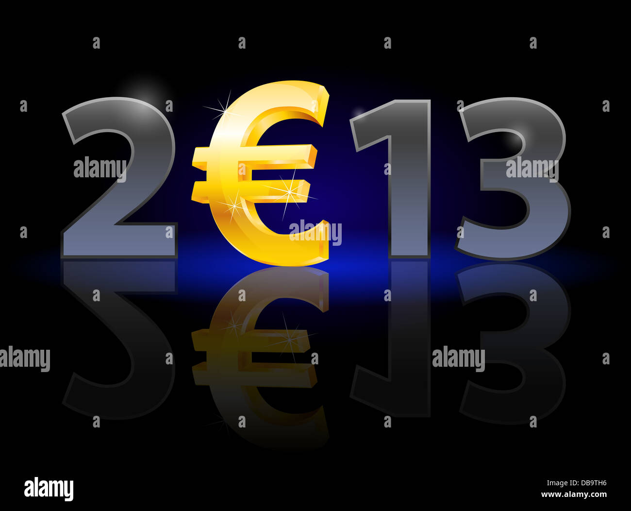 Twenty Thirteen Year. Euro sign. Illustration on black background Stock ...