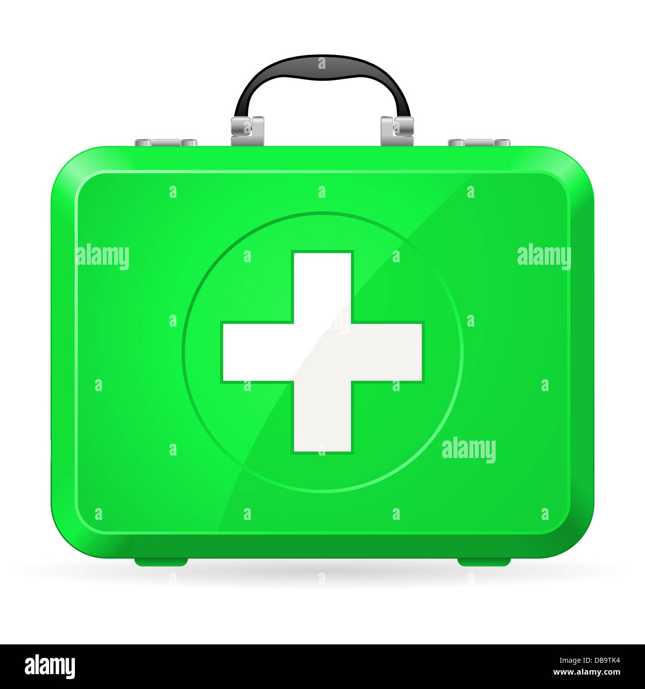 Green First Aid kit. Illustration on white Stock Photo - Alamy