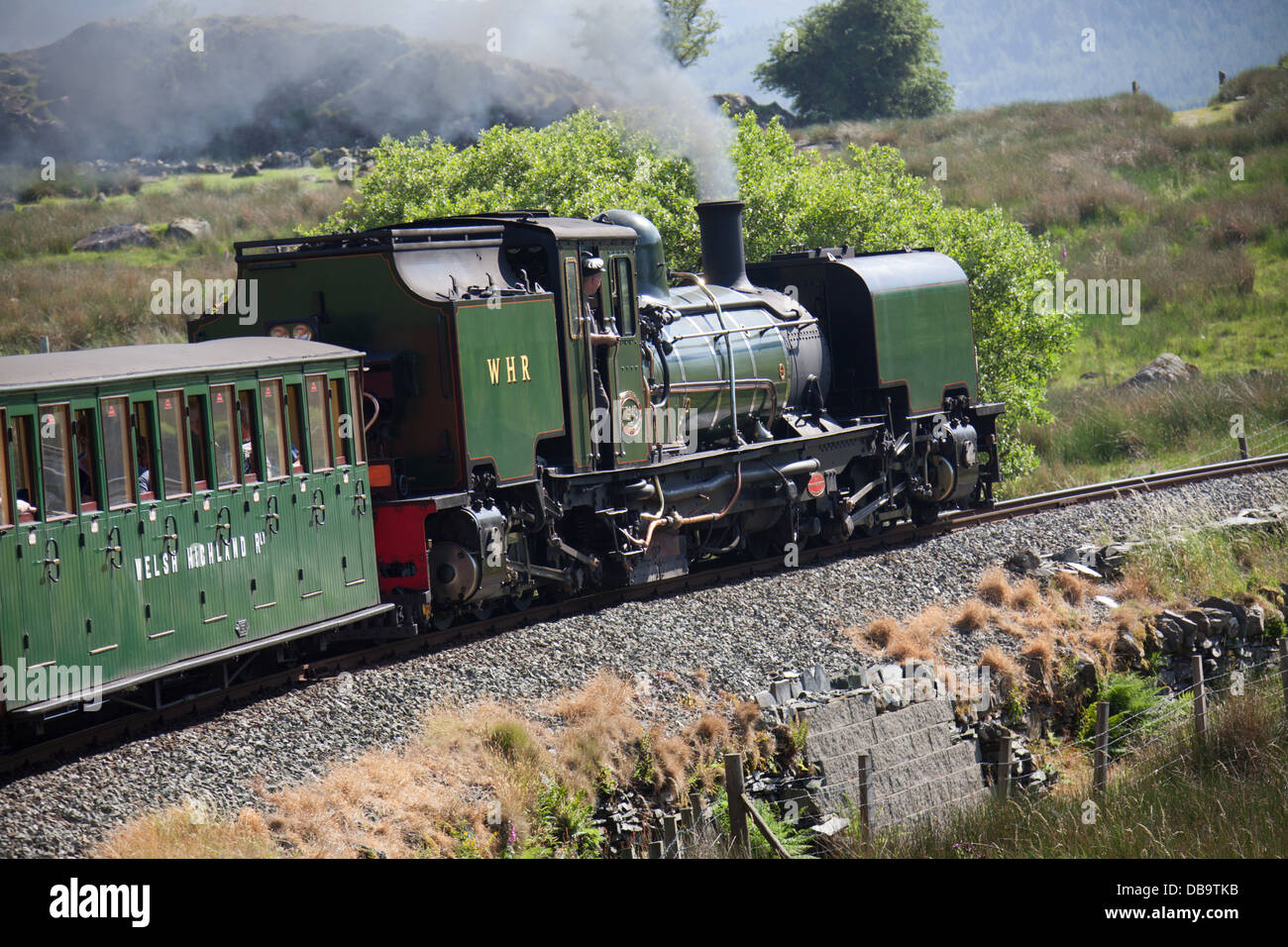 Welsh Highland Railway, Wales. Picturesque view of a steam locomotive ...