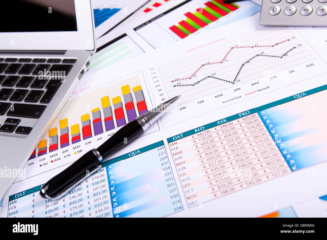 Financial papers on the table Stock Photo - Alamy