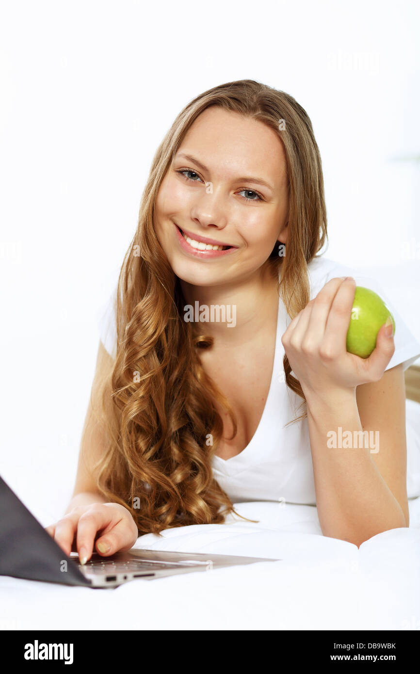 Young woman with notebook Stock Photo - Alamy