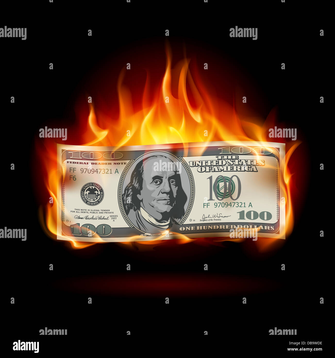 Money On Fire Black Background