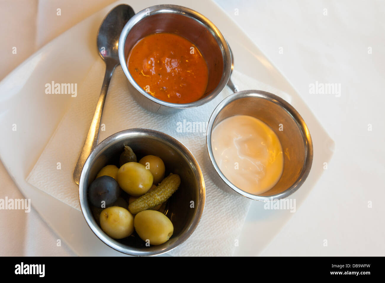Tapas dishes on restaurant table Stock Photo - Alamy