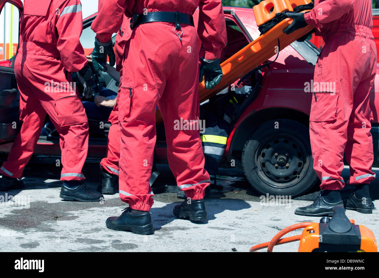 rescue operation after car crash Stock Photo - Alamy