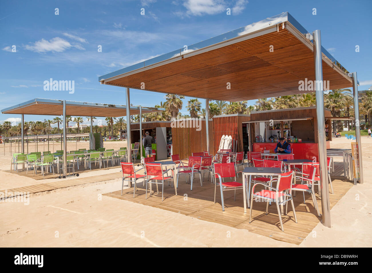 beach cafe with fixed shelter Stock Photo - Alamy