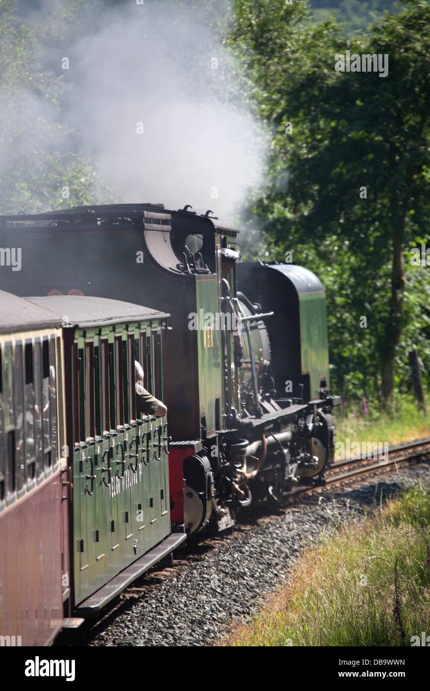 Welsh Highland Railway, Wales. Picturesque view of a steam locomotive ...