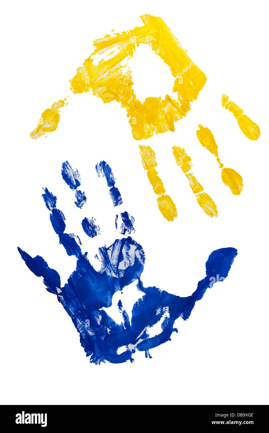 Prints Two Hands on White Background Stock Photo - Alamy
