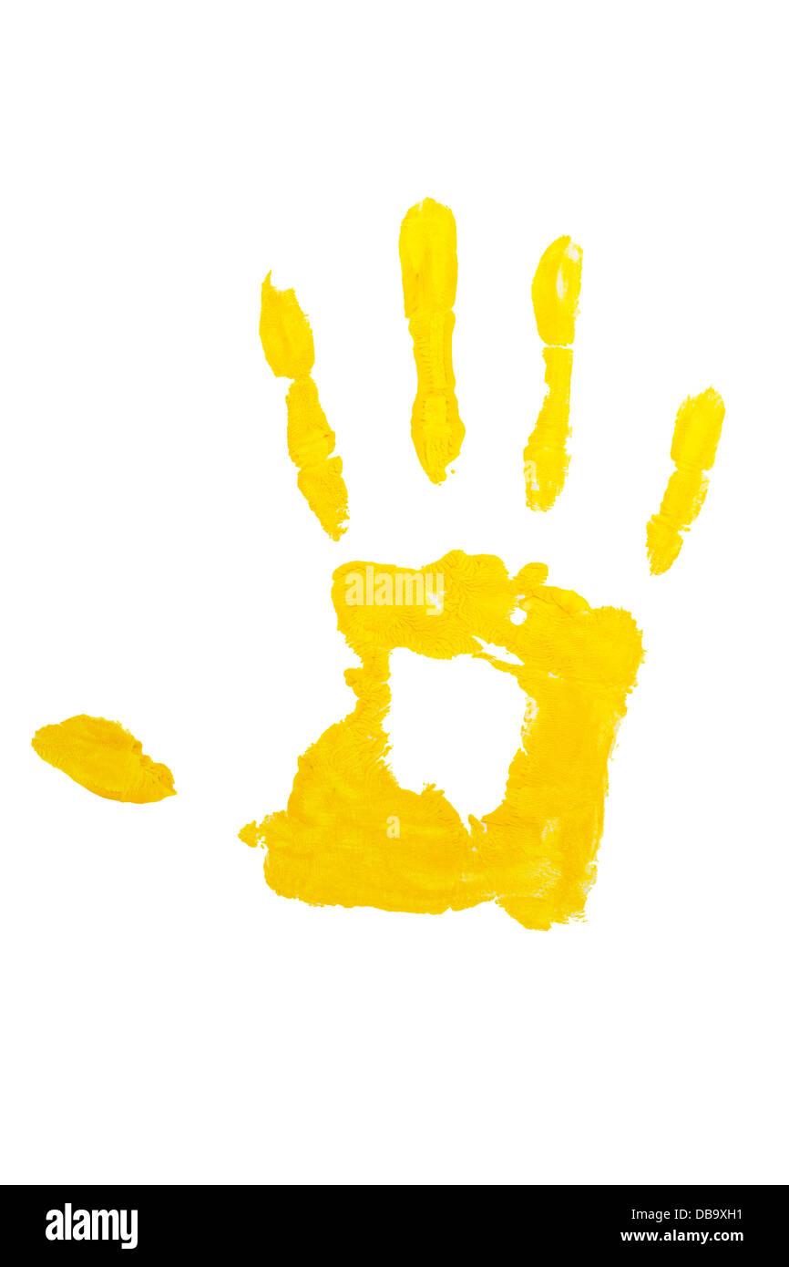 Prints Hand Yellow Isolated on White Background Stock Photo - Alamy