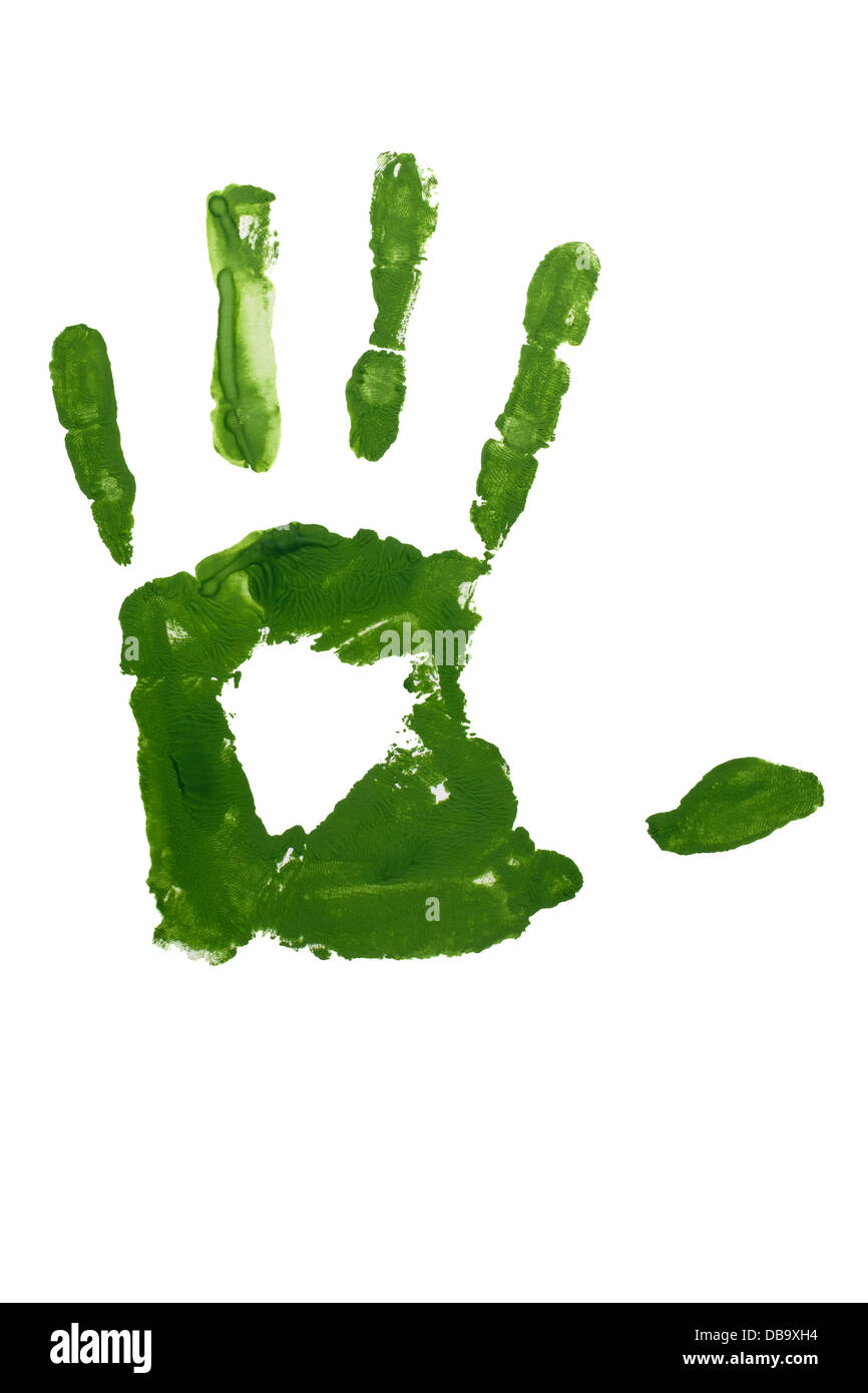 Prints Hand Green Isolated on White Background Stock Photo - Alamy