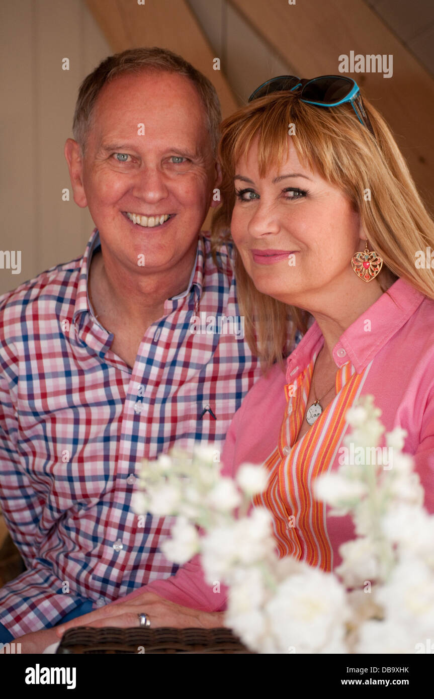 Sian Lloyd with husband Johnathan Ashman at Hampton Court flower show ...