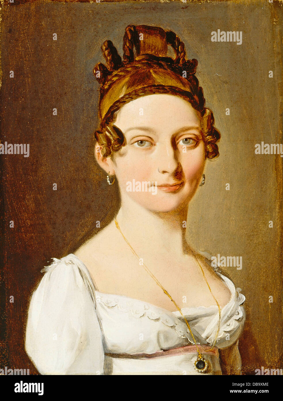 This portrait depicts a lady from a historical period, capturing her ...
