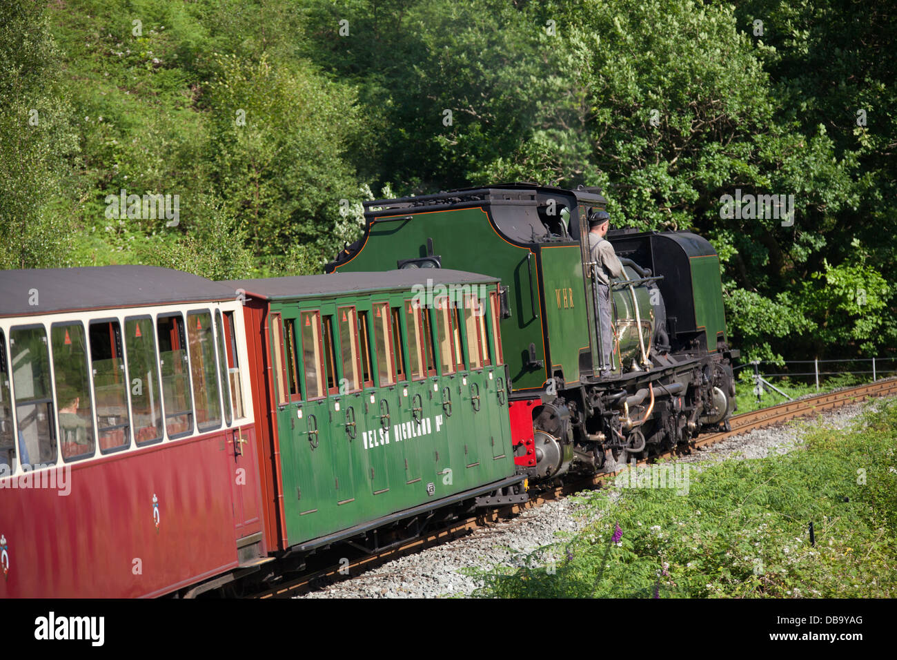 Welsh Highland Railway, Wales. Picturesque view of a steam locomotive ...