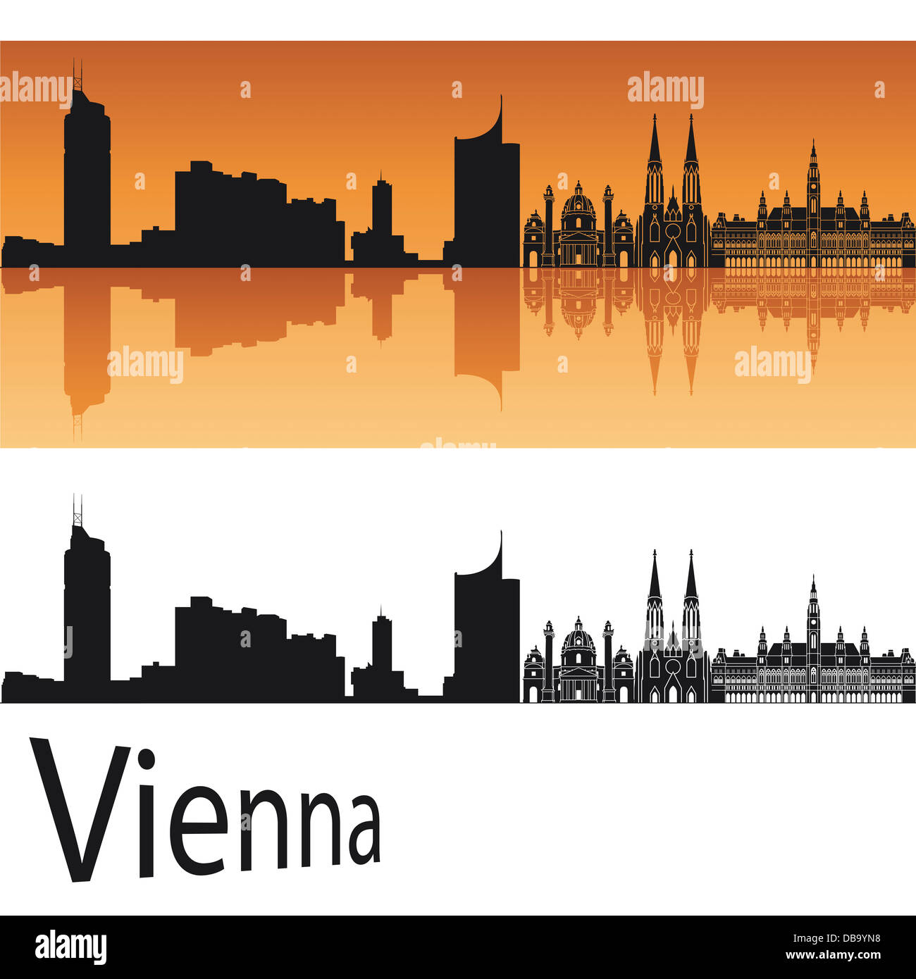 Vienna skyline in orange background Stock Photo - Alamy