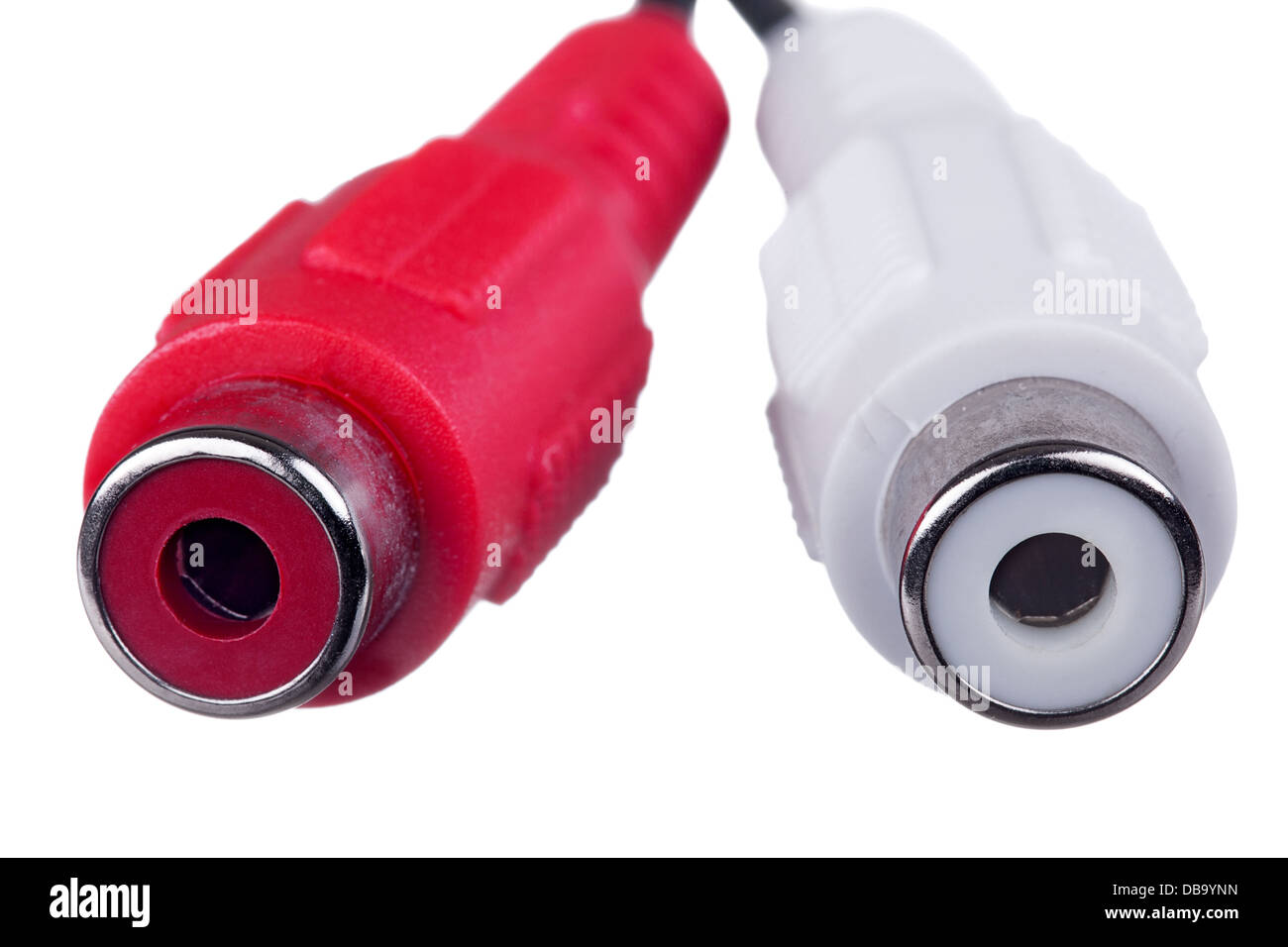 red and white female audio cinch plugs, isolated on white background ...
