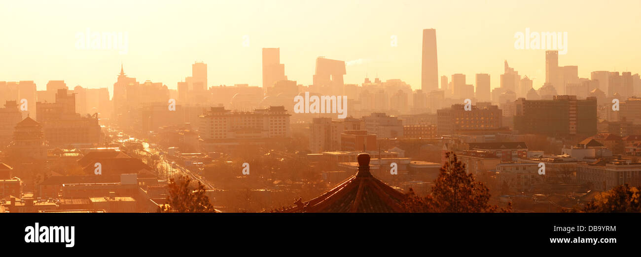 Beijing city skyline with urban architecture silhouette in the morning ...